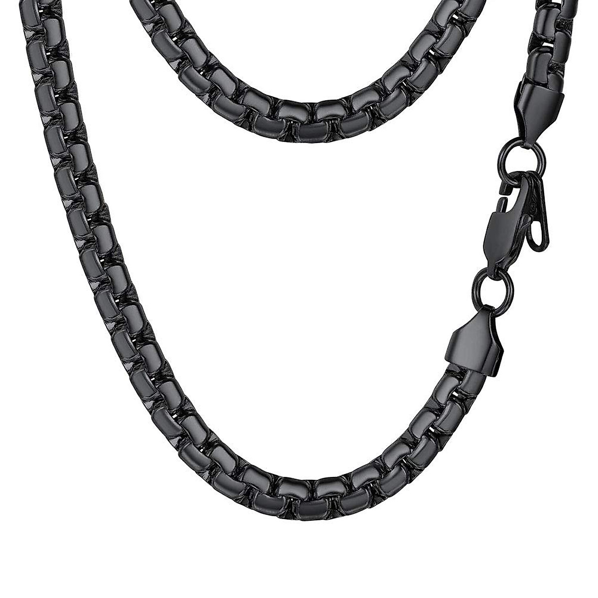 PROSTEEL Round Link Chain Layering Necklace Mens Jewelry Minimalist Chain Statement Black Necklace for Men