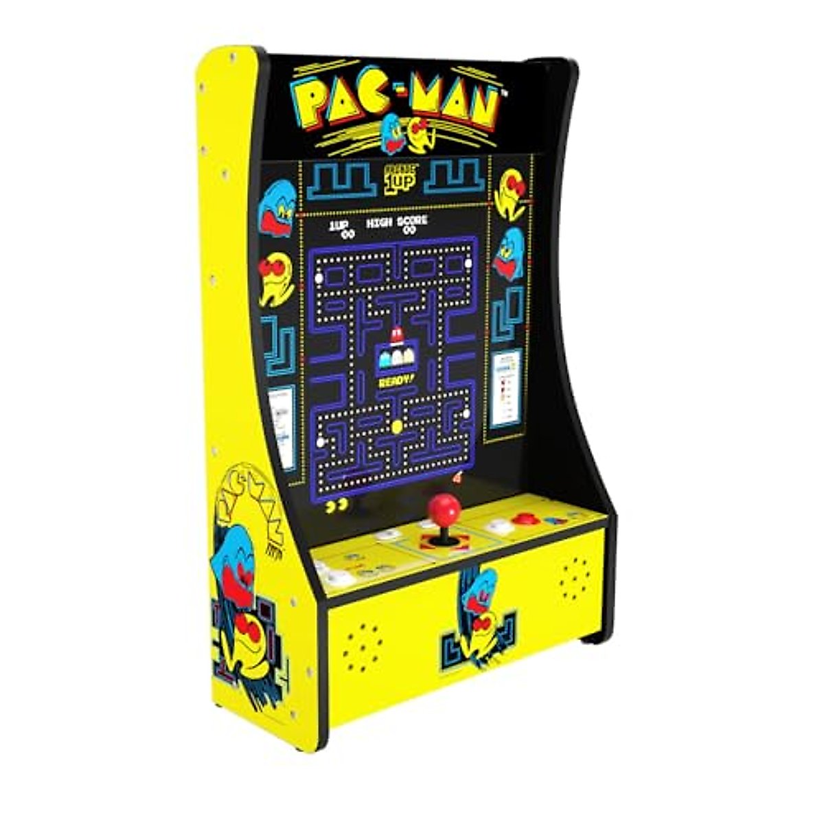 Arcade1Up Pac Man Partycade 5 in 1 Countertop Arcade Video Game Cabinet Machine with 17 Inch Screen, Coinless Operation, and Wall Mounting Hardware
