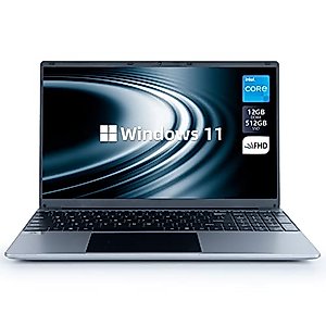 Laptop Computer, Chicbuy 15.6 Inch Laptop with 12GB DDR4 512GB SSD, Quad-Core Intel Celeron N5095 Processors, Pre-installed Windows 11, 1080P IPS FHD Display, USB 3.0, Bluetooth 4.2, 2.4/5G WiFi(Gray)