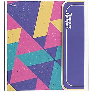Trapper Keeper Binder, Retro Design, 1 Inch Binder Includes 2 Folders and Extra Pocket, Metal Rings and Spring Clip, Secure Storage, Colorblock, Mead School Supplies (260038FN-ECM)