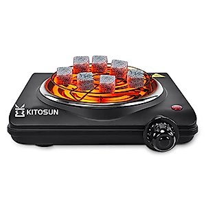 KITOSUN Electric Charcoal Burner - Single Coil Hot Plate Charcoal Starter Cooking Heater Stainless with Steel Grill ETL Certified Countertop Cooktop for Home Kitchen BBQ RV
