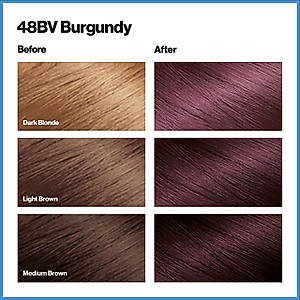 Revlon Total Color Permanent Hair Color, Clean and Vegan, 100% Gray Coverage Hair Dye, 48BV Burgundy, 3.5 oz