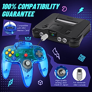 N64 Controller, FISUPER Wired Classic Game Controller Gamepad Joystick for N64 Console (Clear Blue)