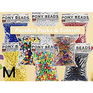 MAHITOI 1000-PC Opaque Blue Pony Beads Bag, Great Craft Projects for All Ages, Craft Projects of Bead Jewelry, Ornaments, Key Chains, Hair Beading, Round with Center Hole, 9mm Diameter, DIY Face Mask