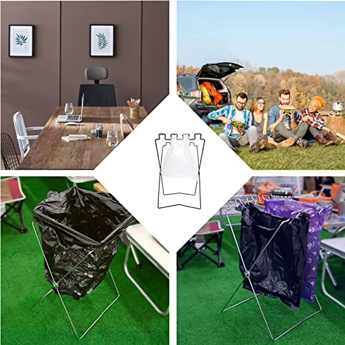 Trash Rack, Portable Trash Bag Rack Hanging Trash Garbage Bag Holder BBQ Trash Rack, Portable Garbage Bag Holder for Kitchen Camping Picnic