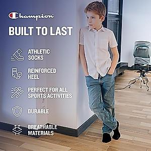 Champion Boys Socks and Girls Socks 12 Pair Crew Low Cut No Show Ankle Quarter Socks for Girls
