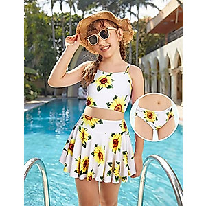 Arshiner Girls' Tankini Bathing Suits Beach Cute Swimwear Bikini Swimsuits Kids Swimming Clothes Size 8 9 Years