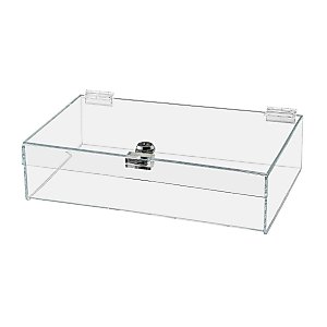Acrylic Locking Display Case with Keys 12" x 8" x 4" Clear Rectangular Lucite Countertop Tray with Lid for Artifacts Antiques Collectibles Jewelry Currency and Coins by Marketing Holders