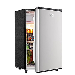WANAI Mini Fridge With Freezer 3.2 Cu.Ft Single Door Small Refrigerator Energy-efficient, Low Noise, Mini Fridge For Bedroom Dorm and Office, Silver