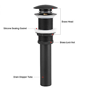 Drain Stopper, Sink Drain Up Basin Sink Solid Brass Drain Stopper for Home Kitchen Bathroom Faucet Vessel Vanity Sink Black