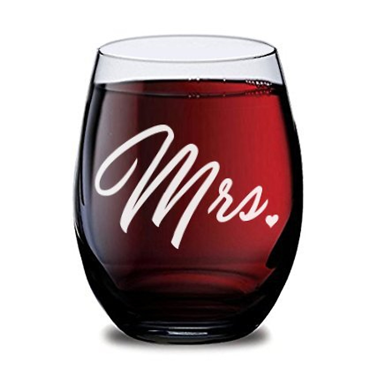 GSM Brands Mr and Mrs Stemless Wine Glasses for Bride and Groom Wedding Celebration (Set of 2), Made of Unbreakable Tritan Plastic and Dishwasher Safe - 16 Ounces