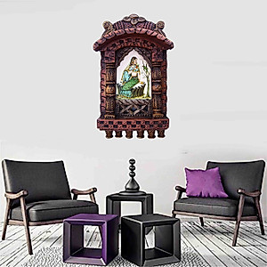 SANVIKA Lady Enjoying with Parrot, Rajasthani Traditional Jarokha Wood Jharokha elegant and Decorative Wood Craft for Home Decor and Gifts
