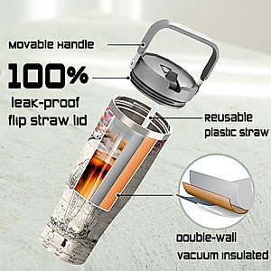 30 Oz Couples Tumbler with Handle and Straw, Anniversary Couple Double Wall Couples Mugs Leak Proof, Couples Engagement Gift Cup for Couples, Valentine Couple Coffee Mugs Engagement Gifts for Couples