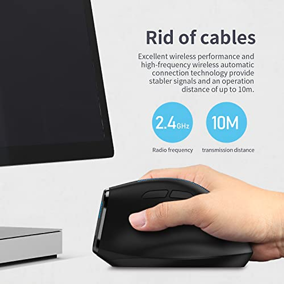 zelotes Ergonomic Vertical Wireless Optical Rechargeable USB Computer Right Handed Mouse