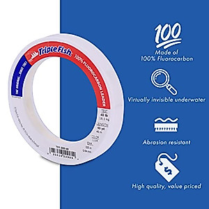 Triple Fish 100% Fluorocarbon Leader, 125 lb / 56.7 kg Test, 0.047 in / 1.20 mm Dia, Clear, 25 yd / 23 m,TFF-B25-125
