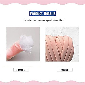 Chunky Yarn for Arm Knitting - Super Soft Jumbo Cotton Yarn, Washable Braided Knot Throw Yarn，Bulky Giant Weight for Hand Knit Blanket DIY (Shell Pink, 0.55lb)