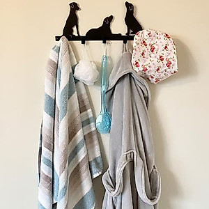 Evelots Puppy/Dog Wall Mount 5 Hook Hanger- Organizer-Hold 20 lbs-Towel/Coat/Purse/Keys/Necklace-Sturdy Iron-Rust Free Black Coating