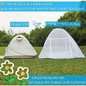 Mosquito Net for Bed,Pop UP Mosquito Net Tent Curtains, L79 x W71 x H59 inch for Twin Queen King Size Bed Tent,Folding Design with Net Bottom for Baby Adults Trip Mosquito Netting