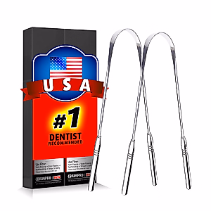 Tongue Scraper, Effective Tongue Cleaner 2 Pack Surgical Stainless Steel Rustproof Tongue Scrapers Reusable Lifetime Dental Scraper with Handy Carrying Store Case - New