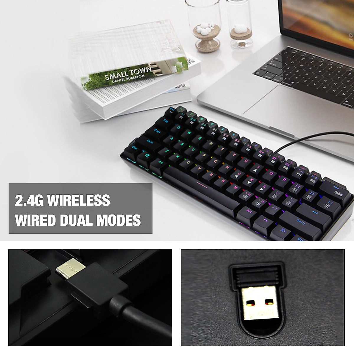 eirix Wireless/Wired Mechanical Keyboard, Compact Full Keys Programmable Gaming/Office Keyboard with RGB Backlight for Mac/PC/Laptop