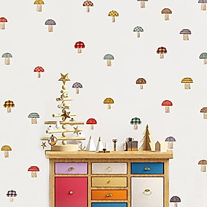 Watercolor Mushroom Decor Retro Room Wall Decals Peel and Stick Vinyl Wall Stickers Room Wall Art Decals for Kids Nursery Baby Room Bedroom Wall Decor