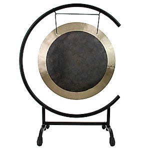 16" Chinese Gongs on High C Stand - 16" Deep Breath Gong. Includes Gong, Mallet & Gong Stand/Easy to Assemble Metal Stand/Great for Small Spaces