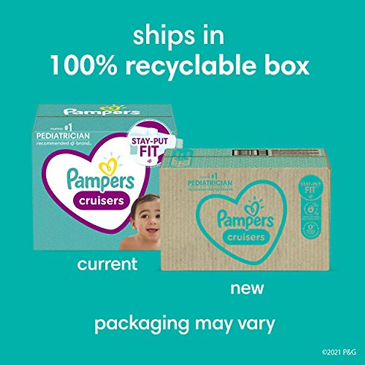 Pampers Cruisers Disposable Baby Diapers Size 5, 2 Month Supply (2 x 128 Count) with Sensitive Water Based Baby Wipes, 12X Pop-Top Packs (864 Count)