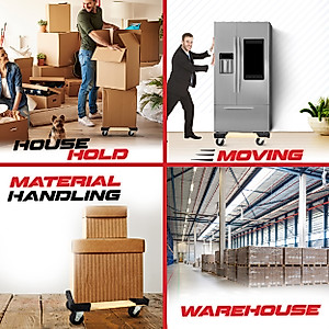 Dolly Cart, Moving Push Cart with Wheels, Carpeted Ends Hardwood Flatbed Movers Dollies, 12” x 18” Platform Truck Trolly Furniture Appliance Carts with a Capacity to Hold 1000 lbs. – by RamPro