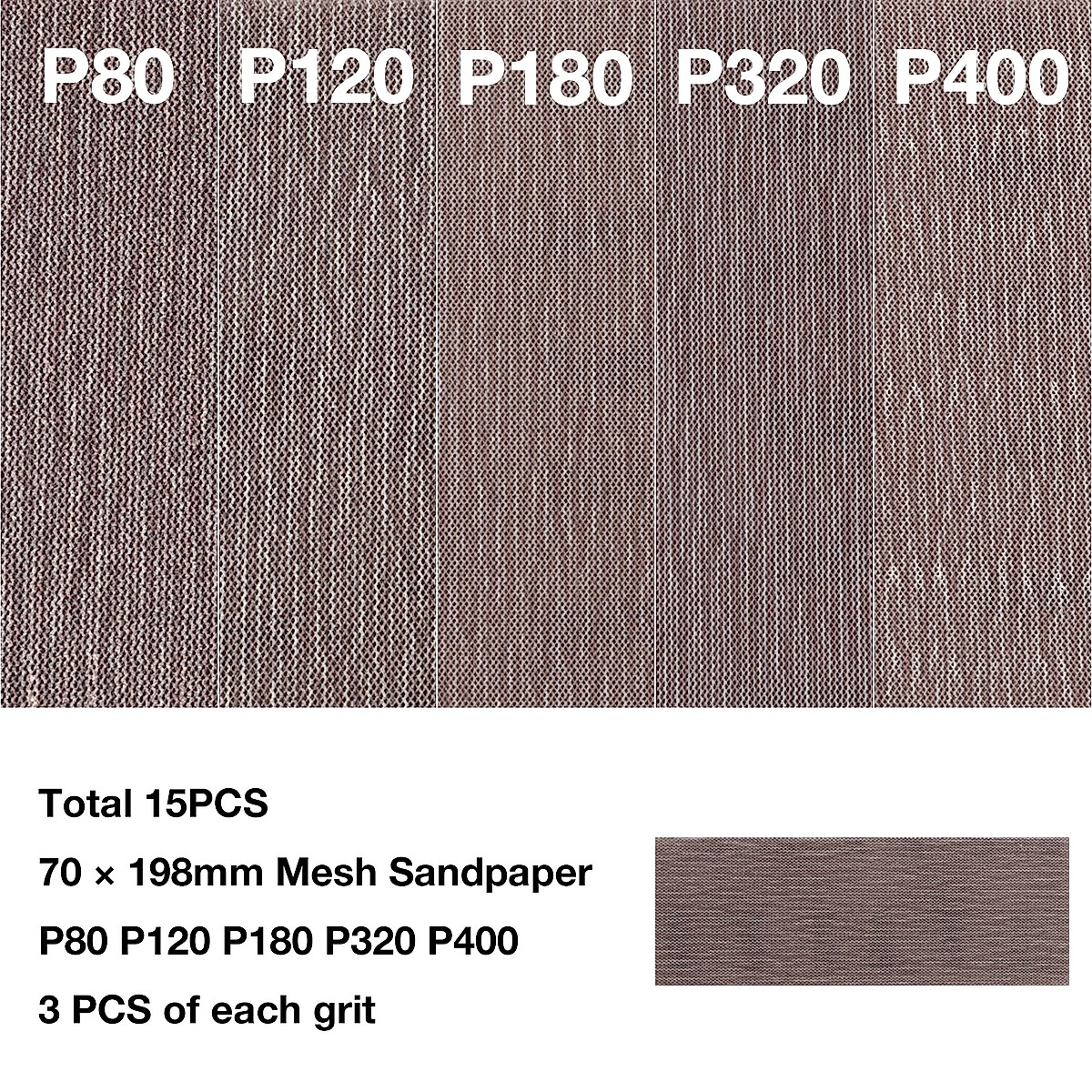 UPWOOD 2-3/4" x 8" Dust-free Air Orbital Sander, 70 mm x 198 mm 1/8 in Orbit, 10,000 Max OPM Dust Bag Style Central Vacuum with Extra Hook-Loop Pad and 15pcs (80/120/180/320/400) mesh sandpapers