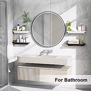 Alsonerbay Wall Shelves Black Shelves, Floating Shelves for Wall Storage, Rustic Wood Shelves for Bedroom Living Room Bathroom - 17 Inch Set of 2