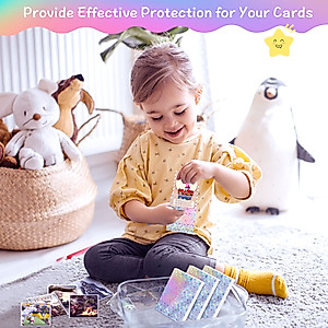 200 PCS Star Laser Flashing Trading Card Sleeves, Holographic Photocard Sleeves Kpop Card Protector for Cards Sports Cards