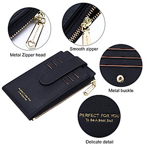 Badiya RFID Card Holder Wallet for Women Slim Wallets Bifold Multi Card Case Zipper Coin Purse