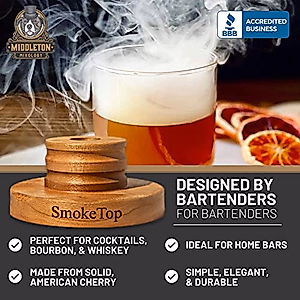 SmokeTop Cocktail Smoker Kit 5 Pack - Old Fashioned Chimney Drink Smoker for Cocktails, Whiskey, & Bourbon - by Middleton Mixology (Cherry)