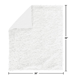 Sweet Jojo Designs White Floral Rose Baby Girl Blanket Receiving Security Swaddle for Newborn or Toddler Nursery Car Seat Stroller Soft Minky - Solid Flower Elegant Boho Shabby Chic Luxury Glam Roses