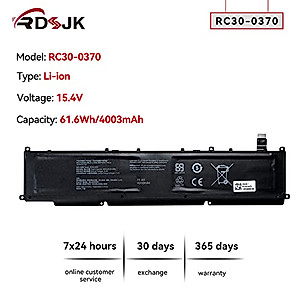 RC30-0370 61.6Wh Laptop Battery for Razer Blade 14 2021 2022 RZ09-0370 RZ09-0368 RZ09-0427 RZ09-0370AE23-R3U1 RZ09-0370BEA3-R3U1 RZ09-0370CEA3-R3U1 RZ09-0427EE23-R3U1 RZ09-0427EEM3-R3U1 RZ09-0427PEA3
