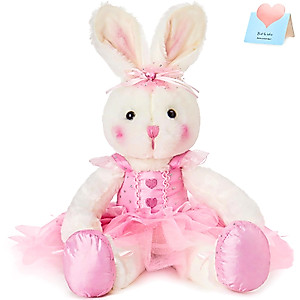 WEWILL 20'' Ballerina Bunny Stuffed Animal Rabbit Doll Adorable Soft Long Legs Plush Toys Girls Gift on Easter Birthday Spring Festivals