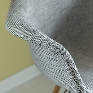 Mid-Century Modern Style Fabric Lined Armchair with Beech Wooden Legs, Grey Set 4