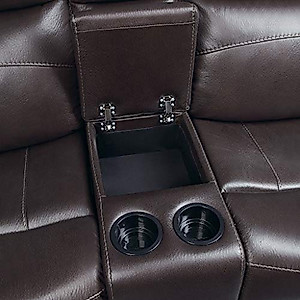 Homelegance Yerba 70" Microfiber Double Reclining Loveseat W, Dark Brown