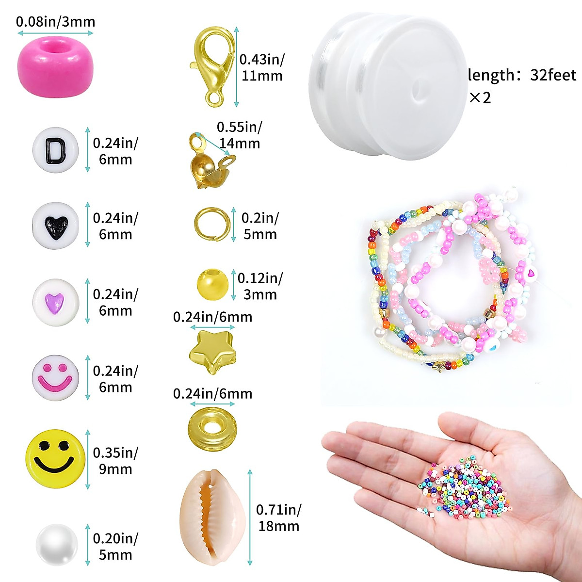 BIBOKLTIY 114 Colors Glass Seed Beads Bracelet Making Kit, 28500pcs 3mm Seed Beads Jewelry Making Kit with Alphabet Letter Beads and String, Glass Beads Kit for Bracelets DIY Art Craft