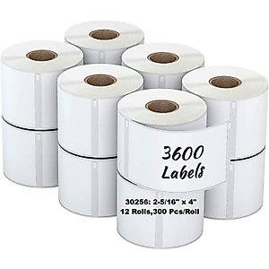 Labelebal 12 Rolls Compatible 2-5/16" x 4"(59 mm x 101 mm) Direct Thermal Labels Replacement for DYMO 30256 Postage Address Shipping Compatible for DYMO & Rollo & Zebra Printer (300 Labels/Roll)