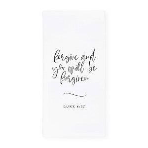 The Cotton & Canvas Co. Forgive and You Will Be Forgiven, Luke 6:37 Scripture, Bible, Religious, Soft and Absorbent Tea Towel, Flour Sack Towel and Dish Cloth