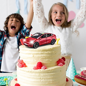 1:24 Scale Model Y Alloy Car Model Diecast Toy Vehicles for Kids, Tesla car Model，Pull Back Alloy Car with Lights and Music，Gifts for Adults and Children, Decorative Objects, Collectibles. (Red)