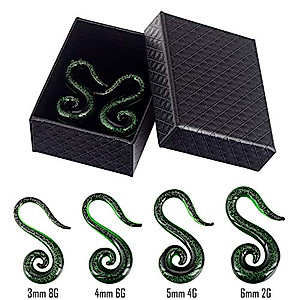 Beautidots Glass Ear Spiral Tapers Plugs Seahorse Shape Hanger Ear Gauges Stretchers Piercing 8g 6g 4g 2g