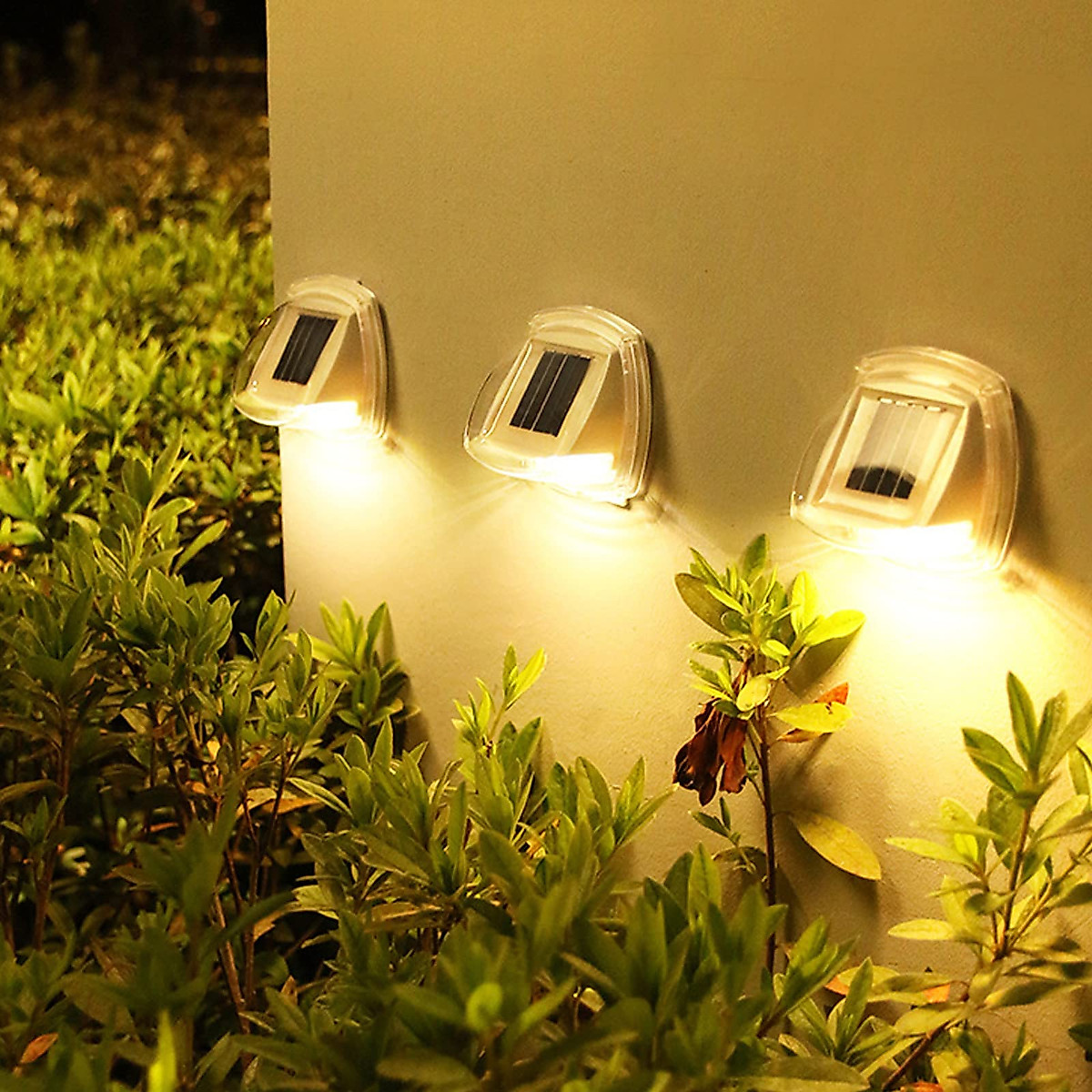 WONFAST Solar Outdoor Lights, Waterproof 8LED Solar Wall Light Lawn Fence Walkway Decorative Night Lamps for Home Pathway Street Courtyard Steps Garden Decoration (6Pack, Warm White)