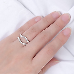 DovEggs 0.85CTW G-H-I 2.2mm Width Moissanite Lab Created Diamond Half Eternity Wedding Band 14K Gold Quality Silver Engagement Ring for Women (Wedding Band Only, 7)