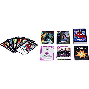 Mattel Games ​UNO Ultimate Marvel Card Game Add-On Pack with Spider-Man Character Deck & 2 Collectible Foil Cards, Gift for Collectors & Kids Ages 7 Years & Older