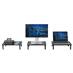 3-Pack Premium PC Monitor & Laptop Stand with Sturdy, Stable Black Metal Construction. Fashionable Riser is Height Adjustable with Non-Skid Rubber. Perfect for Computer Monitor, iMac or printer Shelf