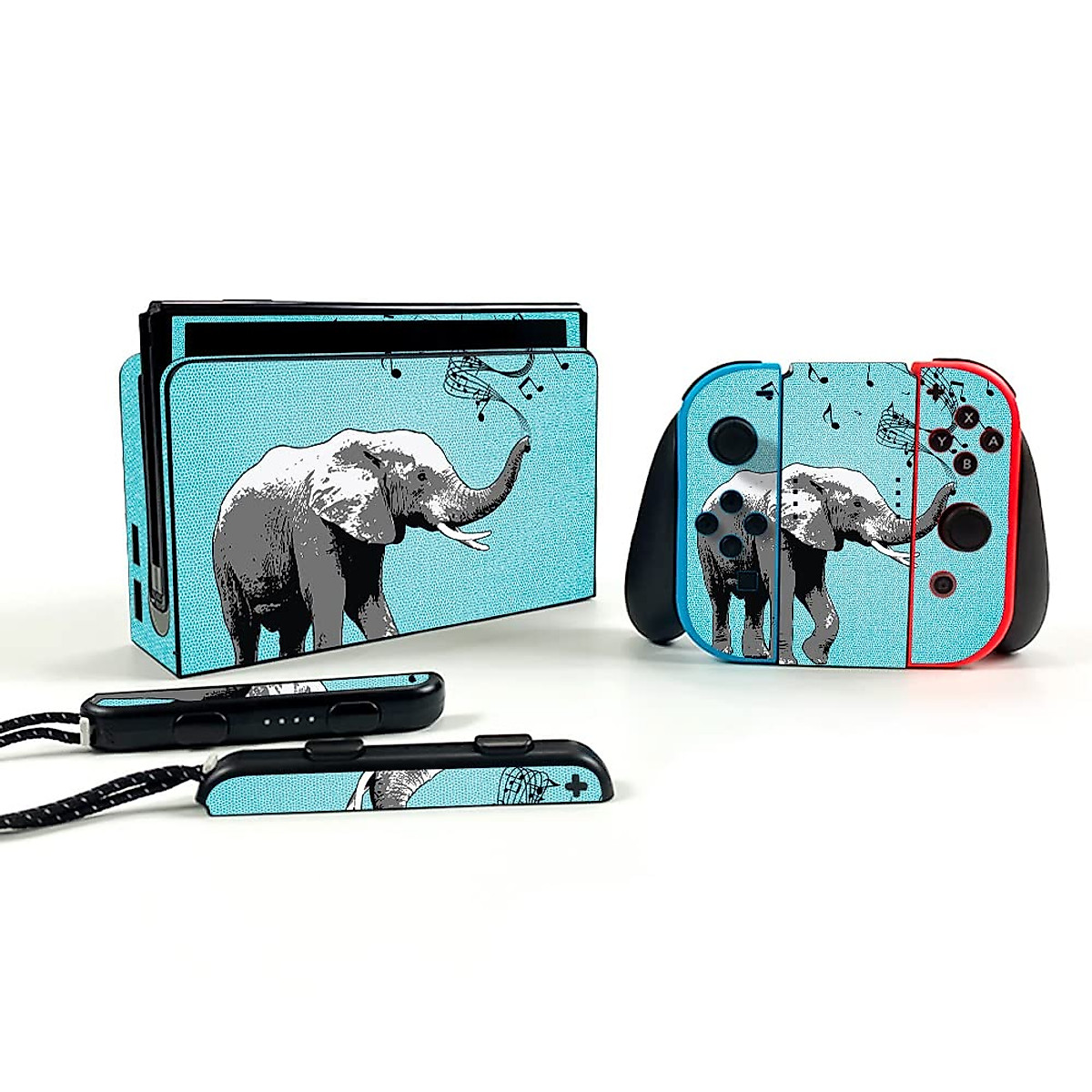 MightySkins Skin Compatible with Nintendo Switch OLED - Musical Elephant | Protective, Durable, and Unique Vinyl Decal wrap Cover | Easy to Apply, Remove and Change Style | Made in The USA