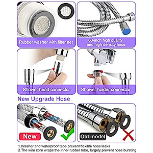 Led Shower Head with Handheld, BBtang 5''Detachable Shower Head with Hose 7 Color Changing Light SPA Spray Showerhead, High Pressure Water Saving Shower Heads Built-in 60 Inch Long Hose