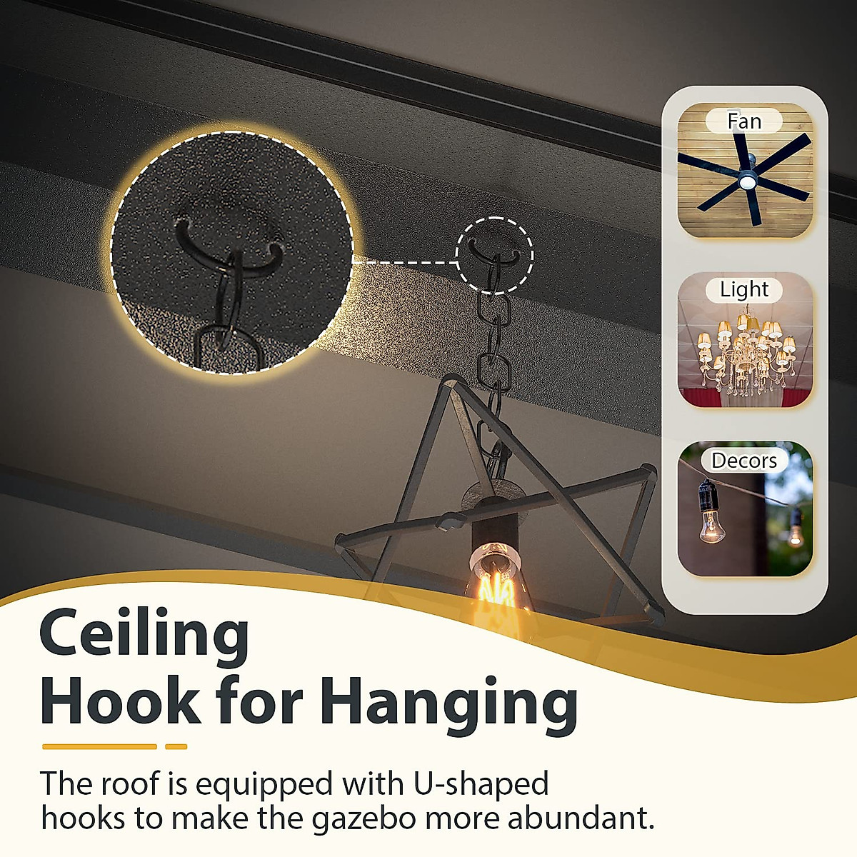 Greesum 10'x13' Hardtop Polycarbonate Gazebo, Outdoor Steel Double Roof Canopy, Aluminum Frame Permanent Pavilion with Netting and Curtains for Lawns, Patio, Backyard and Deck